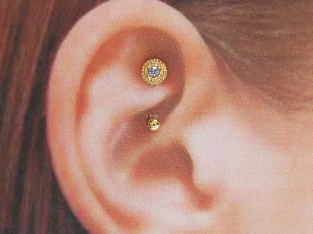 Golden Rook Piercing Round Cz Surgical Steel Curved Barbell..16g...8mm ...