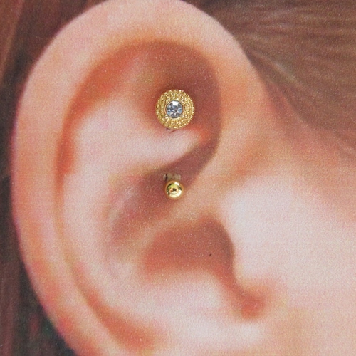 Golden Rook Piercing Round Cz Surgical Steel Curved - Etsy