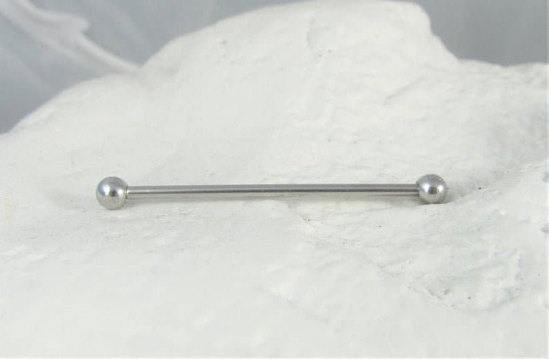 14k Solid White Gold Industrial Barbell..14g..32mm or - Etsy