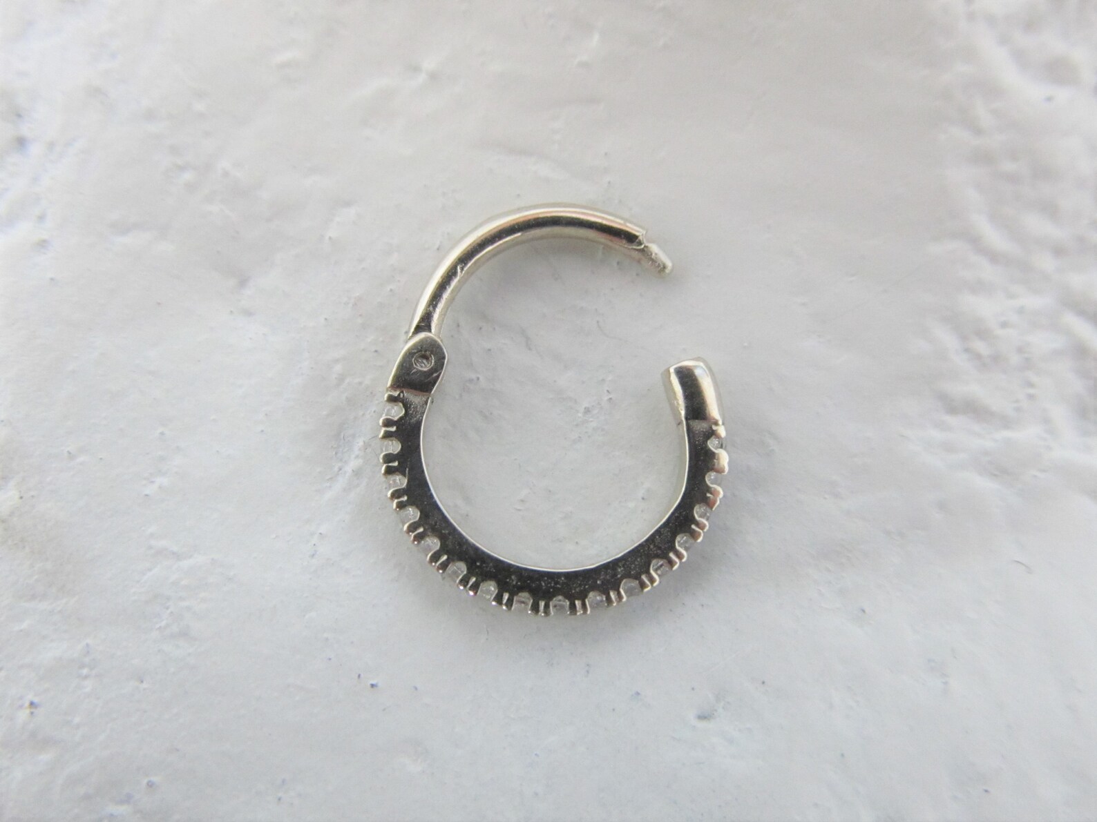 14k Solid White Gold Conch Piercing Eternity Clicker Ring..16g..10mm or ...