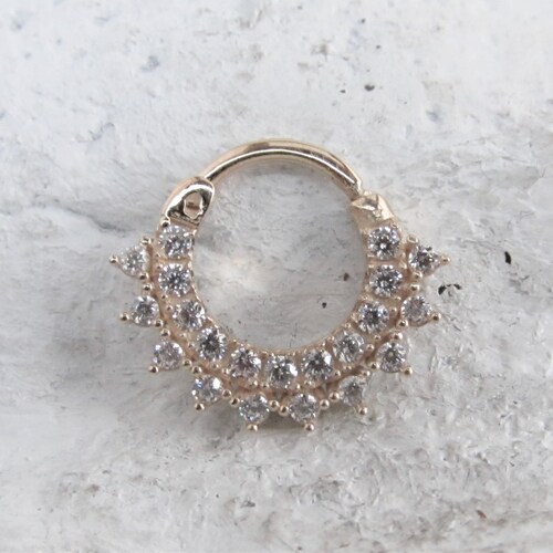 14K Gold Pearl Daith Piercing Clicker Ring..16g..8mm..solid - Etsy