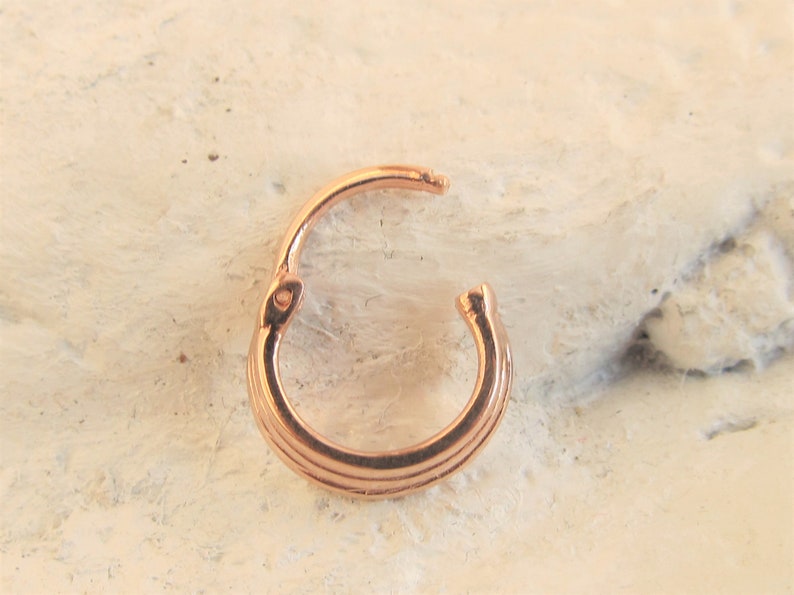 14k Solid Rose Gold Septum Triple Row Clicker Ring..16g..8mm - Etsy