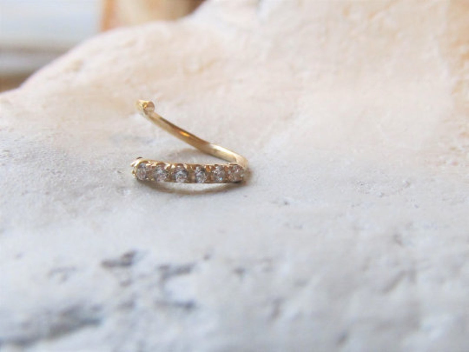 Diamonds,14k Gold Forward Helix Bendable Ring Hoop Stud..20g..8mm Real ...