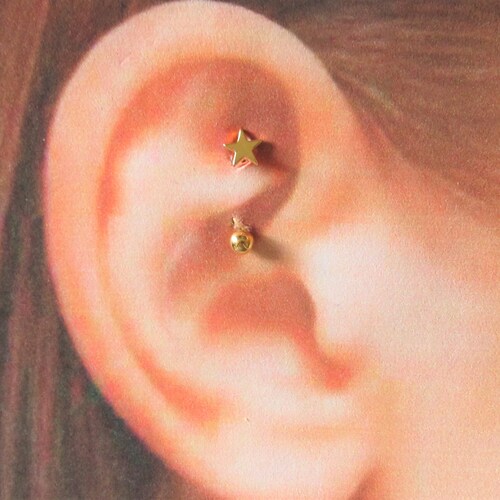 Rose Gold Platedrook Piercing Star Barbell..16g..8mm - Etsy