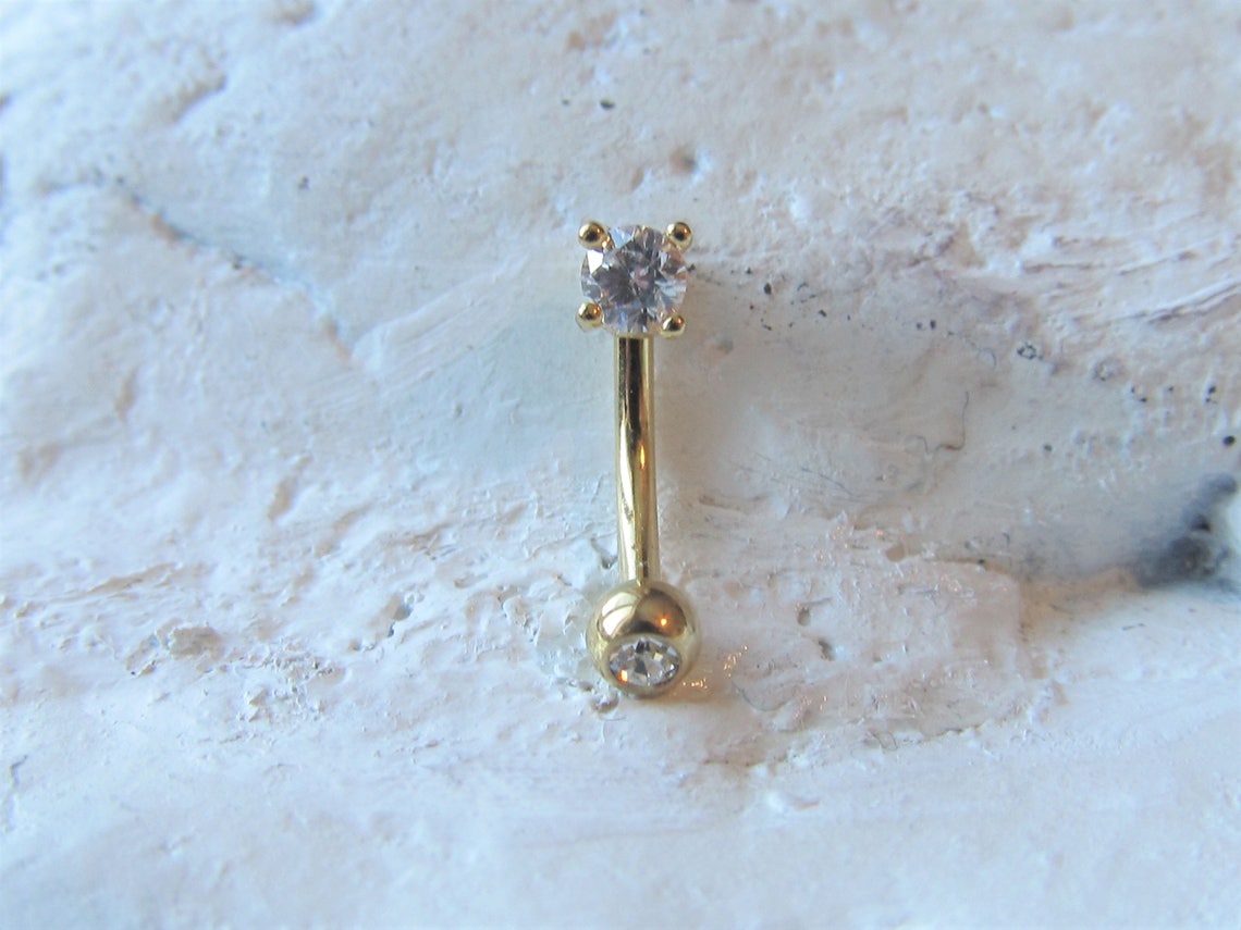 Golden Rook Piercing Round Cz Double Jeweled Curved - Etsy