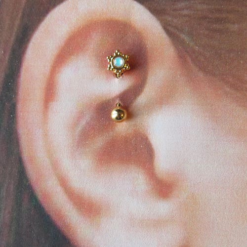 Golden Rook Piercing Illumilating Snowflake Curved - Etsy