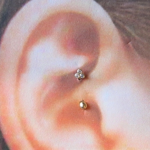 14k Rose Gold Daith Piercing Triple Cz's Curved Barbell..16g..8mm - Etsy