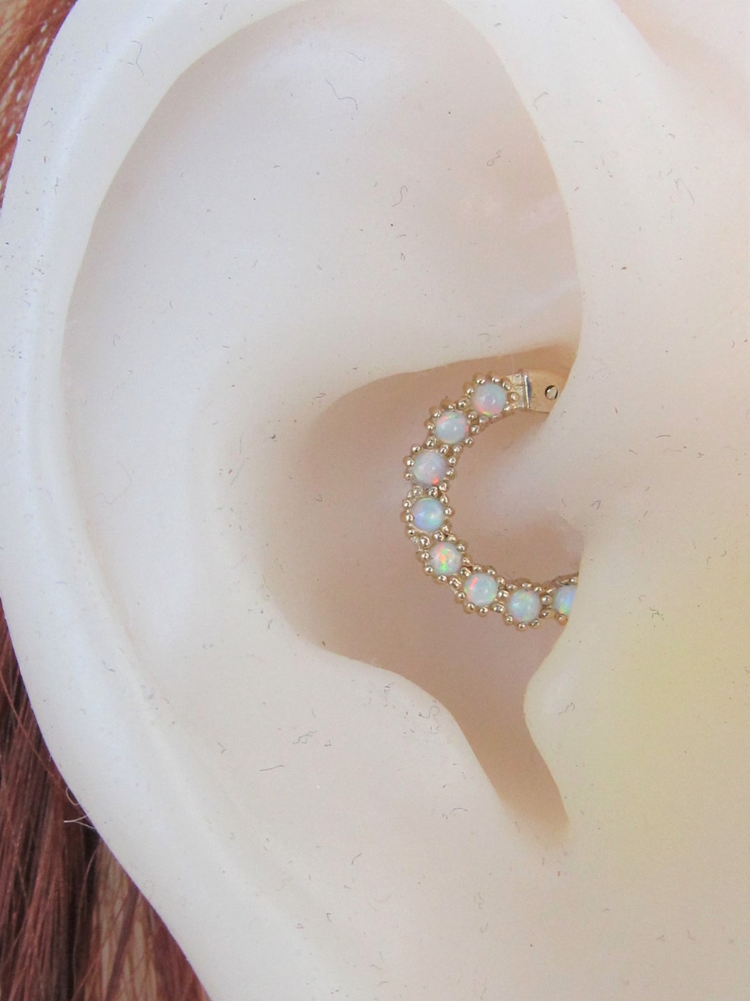 14k Solid Gold Daith Piercing Opal Clicker Ring..16g..8mm - Etsy