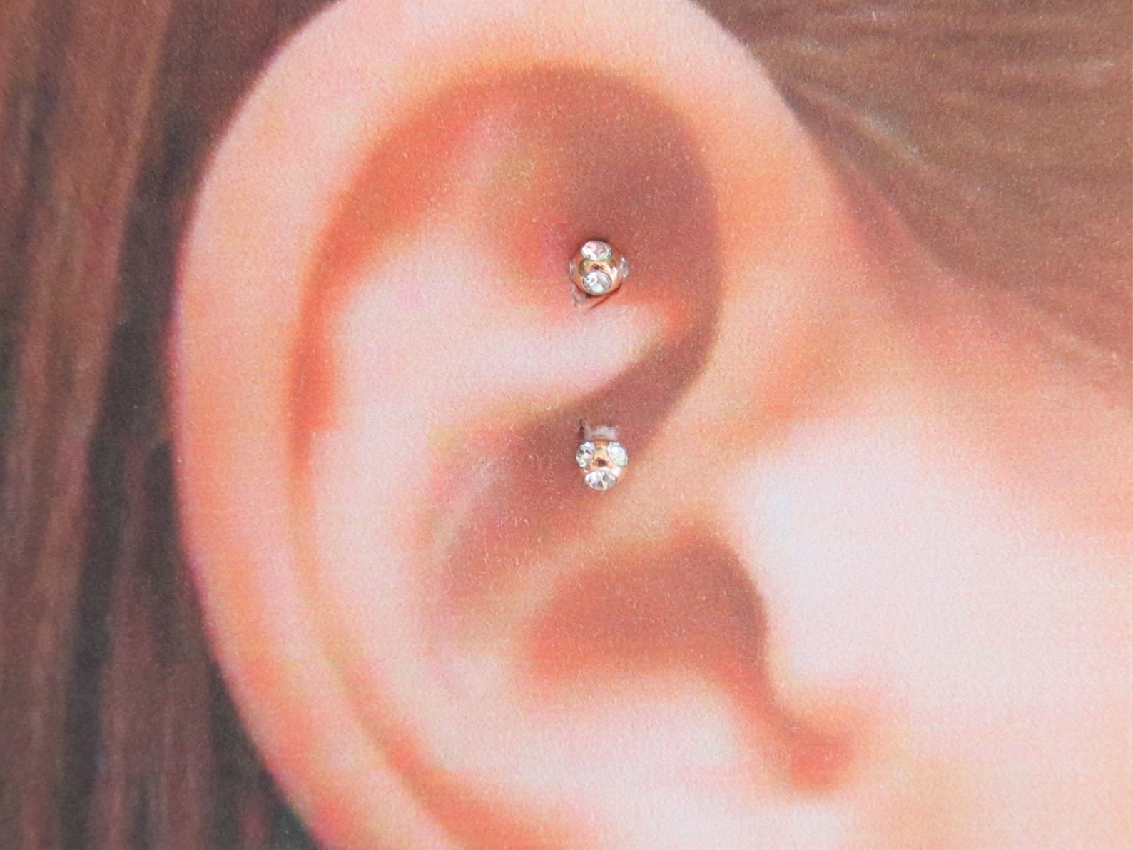 Rose Gold Rook Piercing Multistone Surgical Steel Curved | Etsy