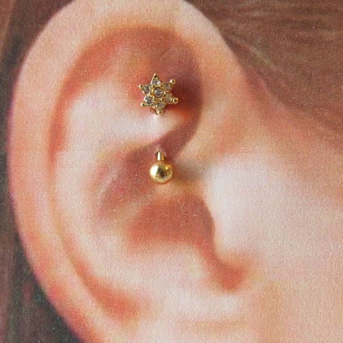 Golden Rook Piercing Curved Barbell Ring..16g..6mm OR 8mm - Etsy