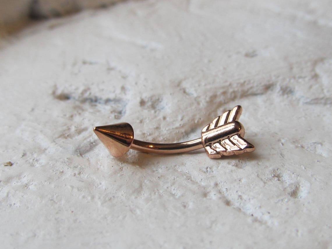 Rose Gold Plated Rook Piercing Arrow Curved Barbell..16g..8mm | Etsy