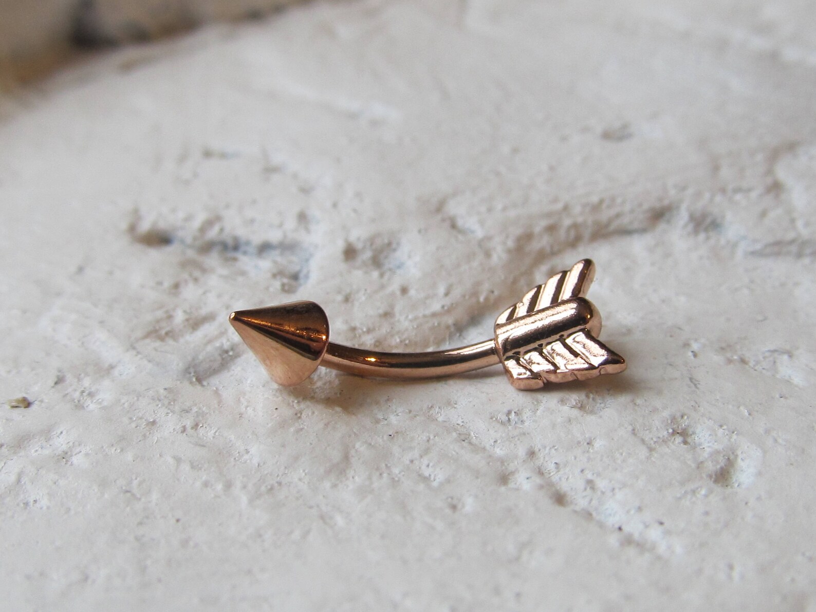Rose Gold Plated Rook Piercing Arrow Curved Barbell..16g..8mm | Etsy