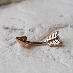 Rose Gold Plated Rook Piercing Arrow Curved Barbell..16g..8mm - Etsy