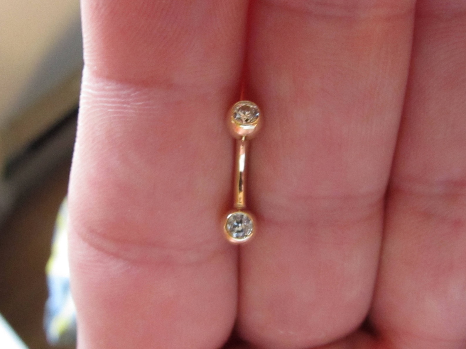 14kt Gold Genital,clit,hood,christina Piercing Double Clear Cz's Curved ...