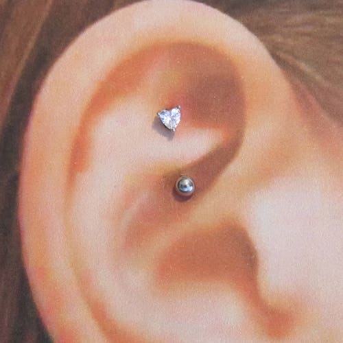 Surgical Rook Piercing Double Jeweled Curved Barbell..16g..6mm - Etsy