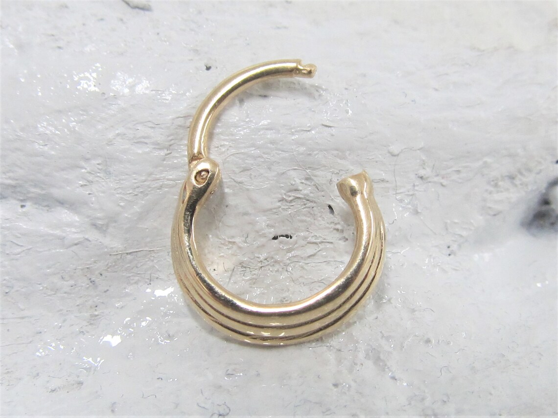 14k Solid Gold Septum Clicker ,triple Row..16g..8mm - Etsy