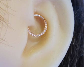Rose Gold Plated Daith Piercing Bendable Ring..16g..8mm Inside | Etsy