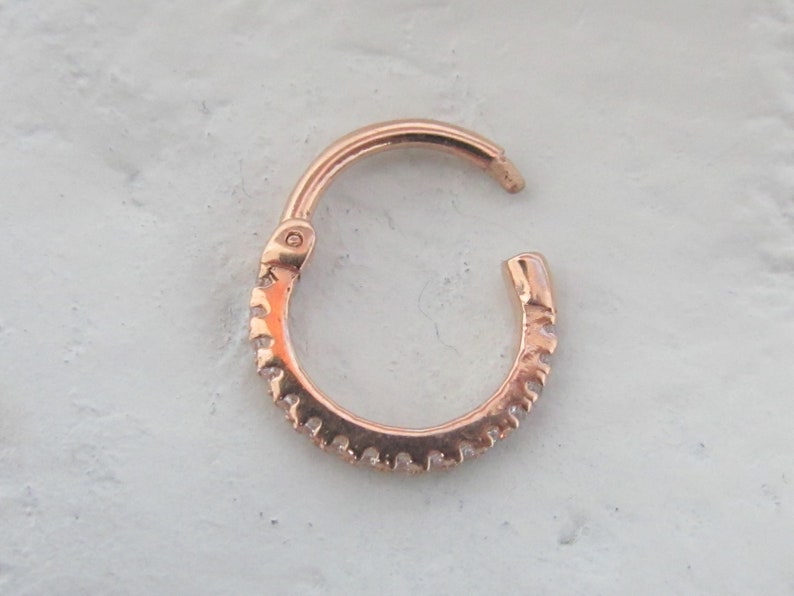 14k Solid Rose Gold Conch Piercing Eternity Clicker Ring..16g..10mm or ...