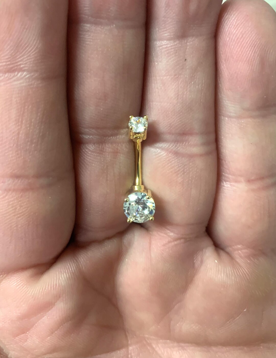 Golden Double Jeweled Belly Ring..14g..11mm..4mm and 6mm Stones - Etsy