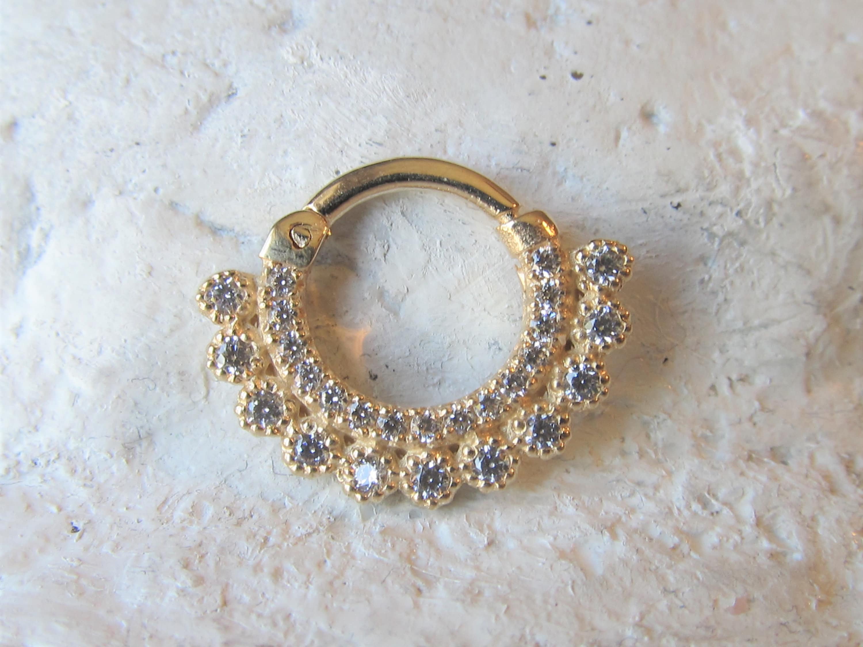 14K Solid Gold Daith Piercing Beautifull Double Eternity | Etsy