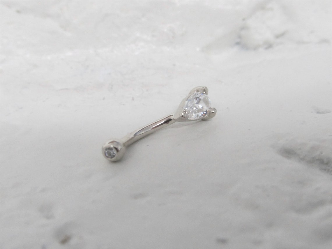 14k White Gold Rook Piercing Tear Drop Curved | Etsy