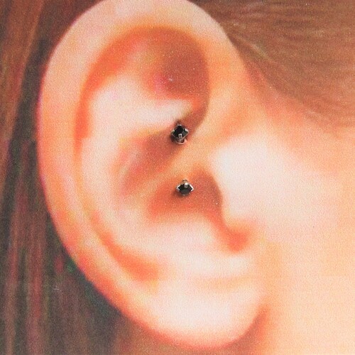 Internally Threaded Daith Piercing Curved Double Jeweled Black - Etsy