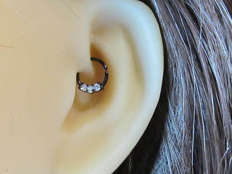 Black Titanium Plated Steel Daith Piercing Ring With - Etsy