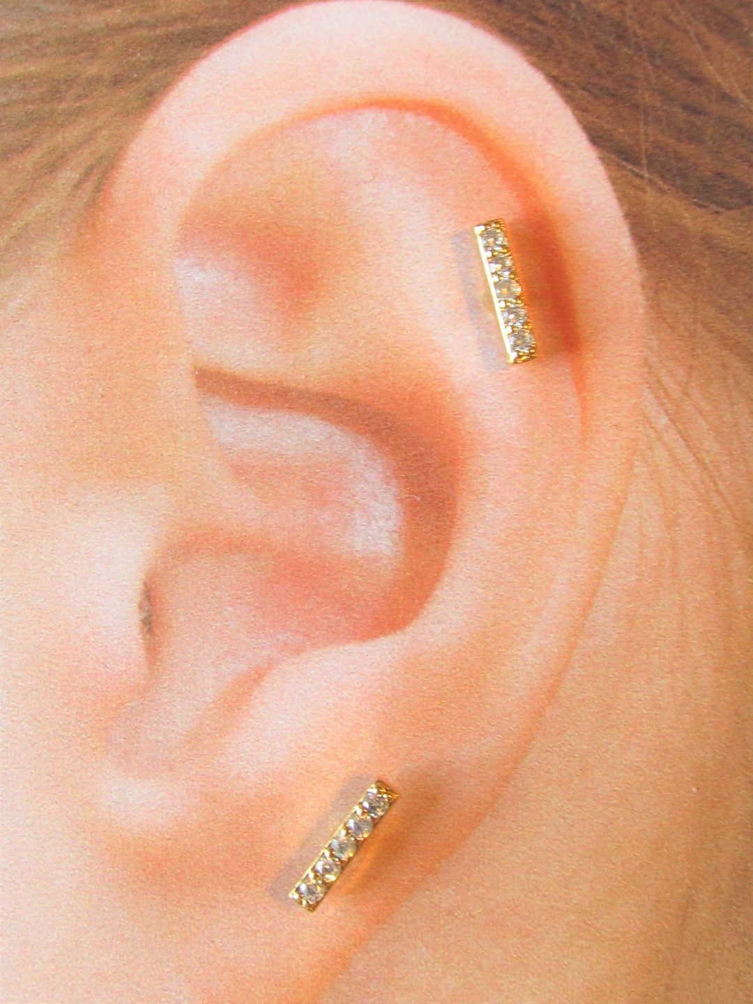 Golden Cartilage,tragus Multi Stone Barbell..16g..6mm - Etsy