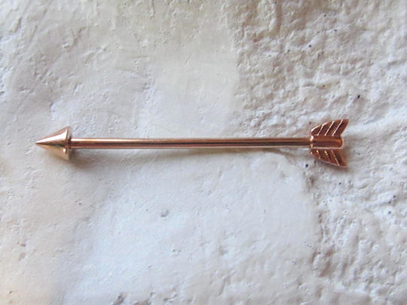 14k Solid Rose Gold Industrial Arrow Barbell..14g..35mm OR - Etsy