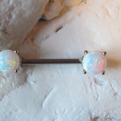 White Opal Daithrook Piercing Surgical Steel Curved | Etsy