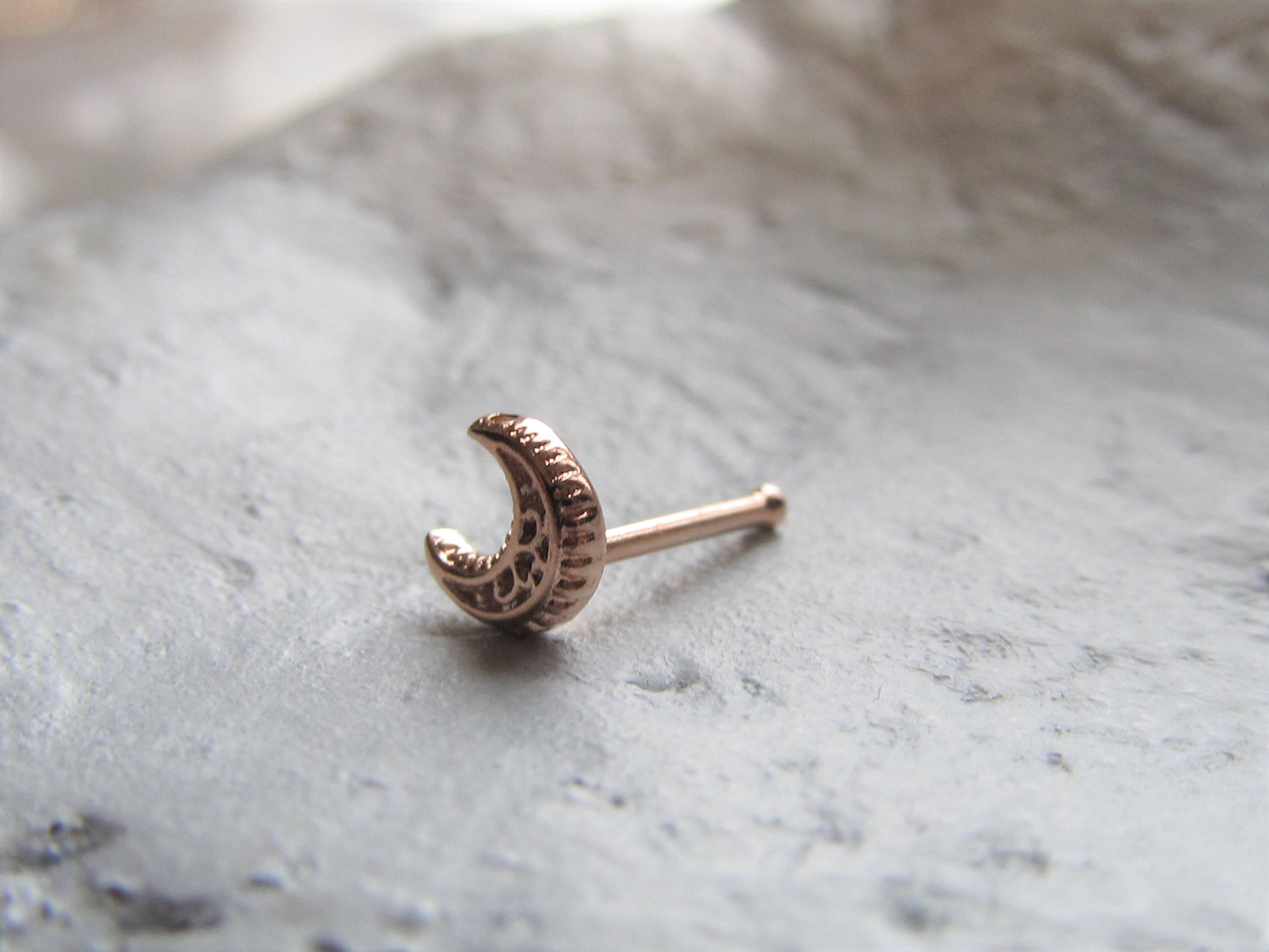Rose Gold Filigree Moon Nose Ring Stud..20g..straight or L-shape - Etsy