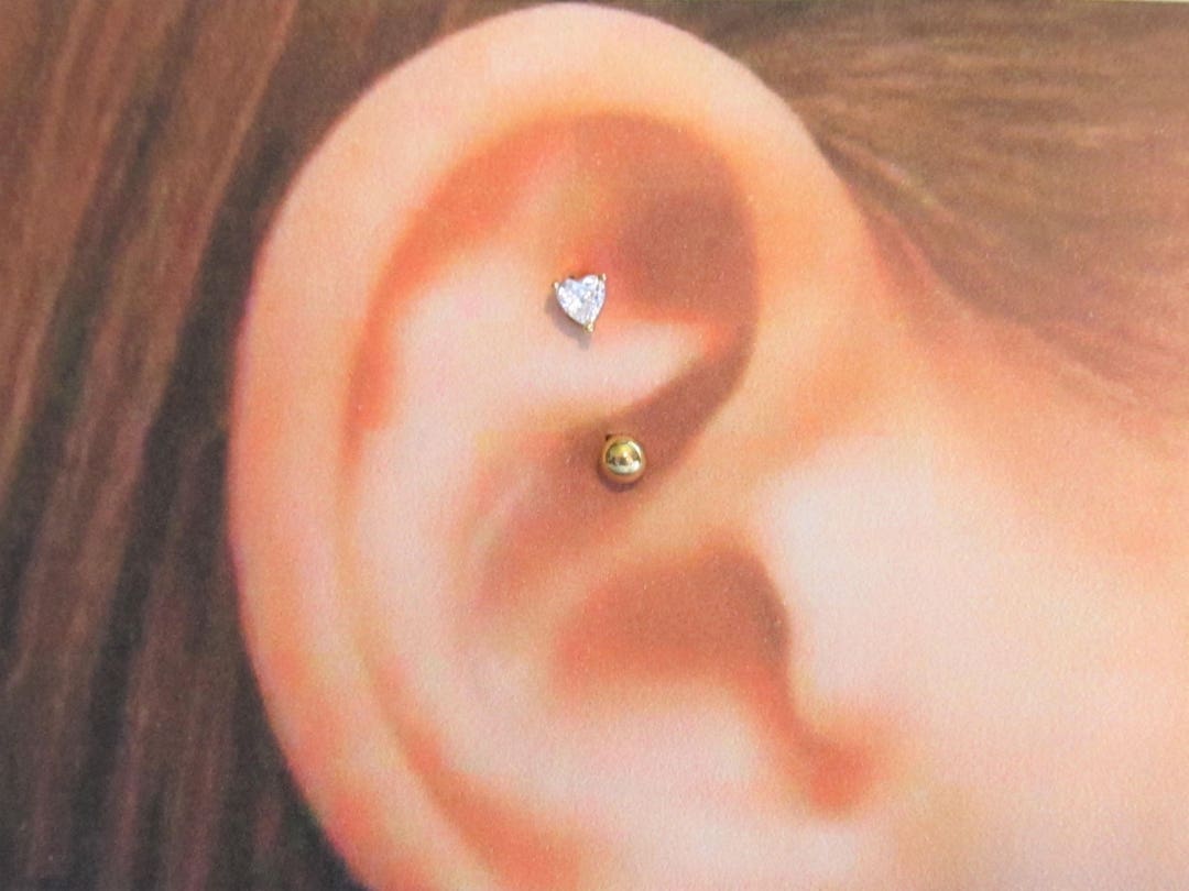 Rose Gold Plated Rook Piercing 3mm Heart,16g..8mm - Etsy
