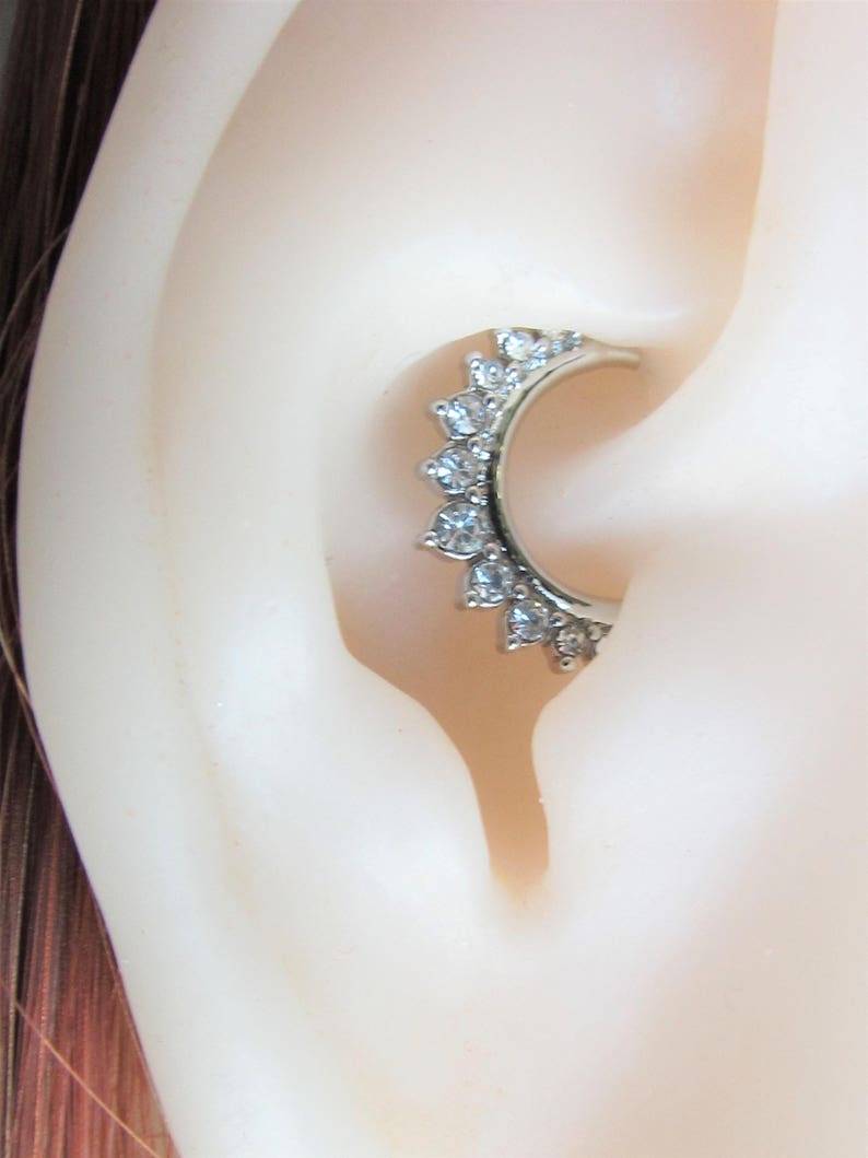 Daith Piercing silver Colormultistone Cz Bendable - Etsy