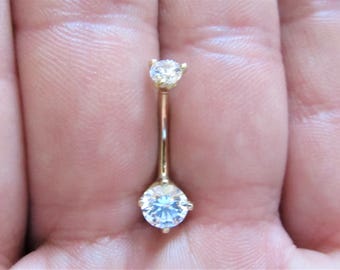 14k Solid Gold Navel Belly Button Ring..14g..10mm | Etsy