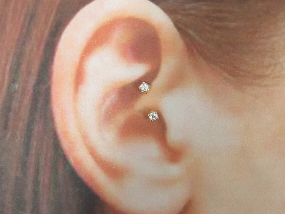 14k Solid Gold Daith Piercing,daith,internally Threaded Curved Barbell ...