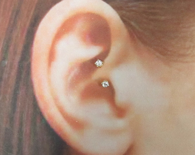 14k Solid Gold Daith Piercing,daith,internally Threaded Curved Barbell ...