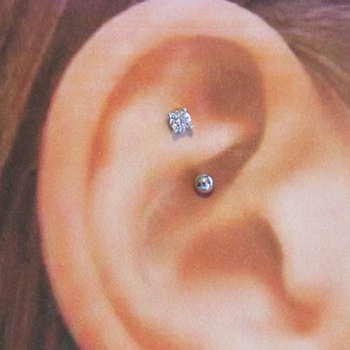 Rose Gold Rook Piercing Multistone Surgical Steel Curved - Etsy