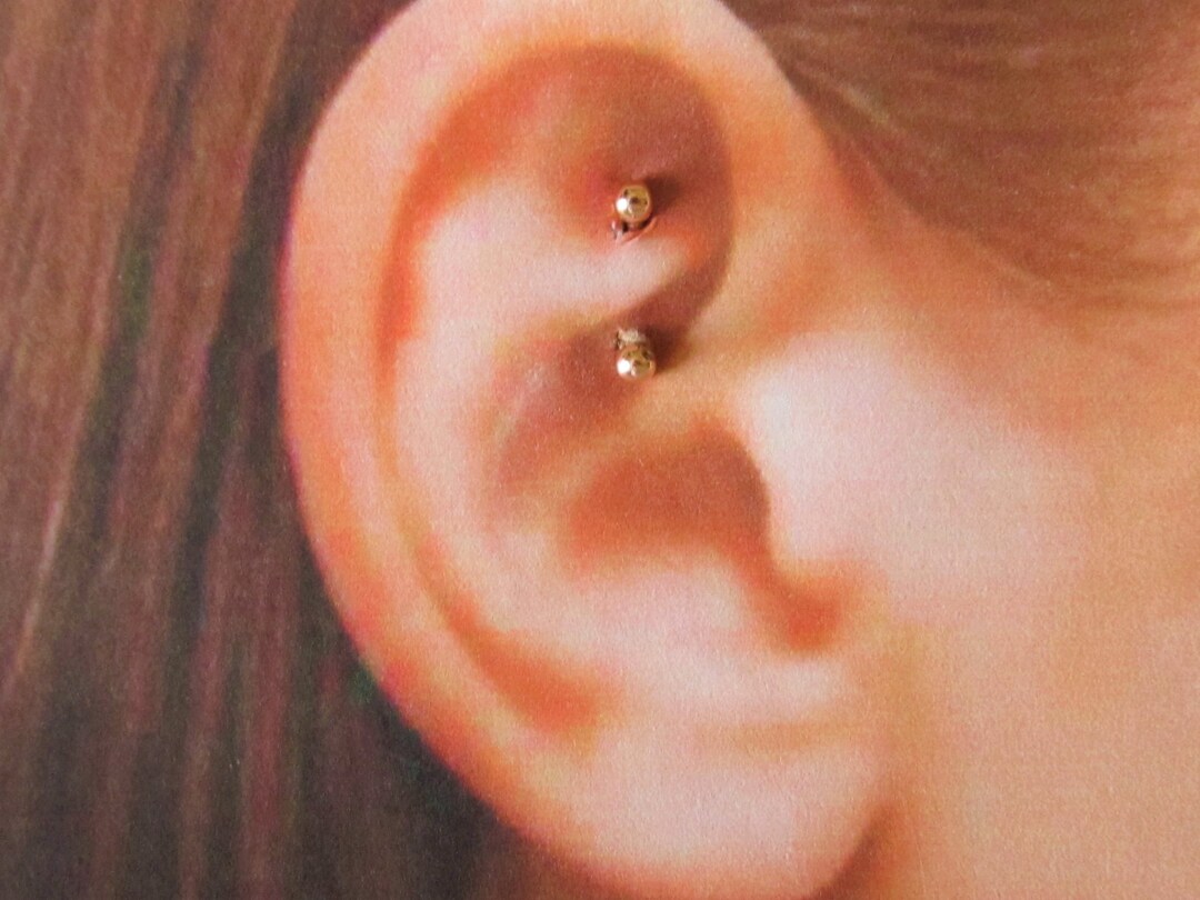 14k Solid Rose Gold Rook Piercing,daith Piercing Curved Barbell..16g ...