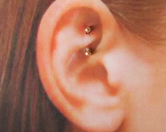 14k Solid Rose Gold Rook Piercing,daith Piercing Curved Barbell..16g ...