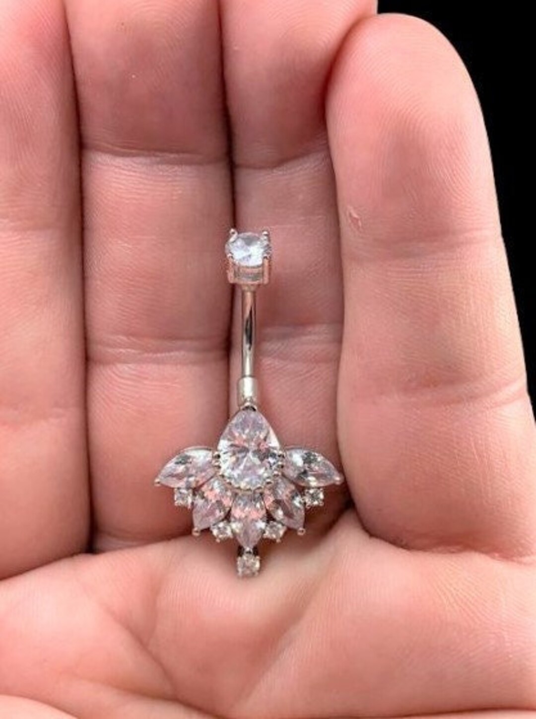 Big Multistone Belly Button Ring..14g..7/16 - Etsy