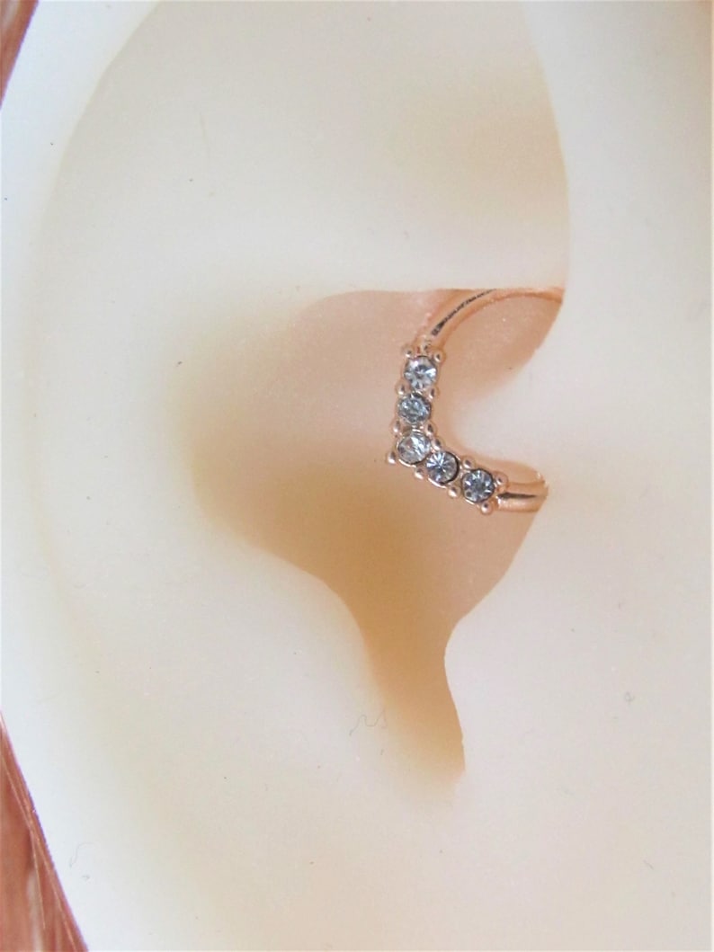 Rose Gold Plated Daith Piercing 5cz Bendable Ring.18g | Etsy