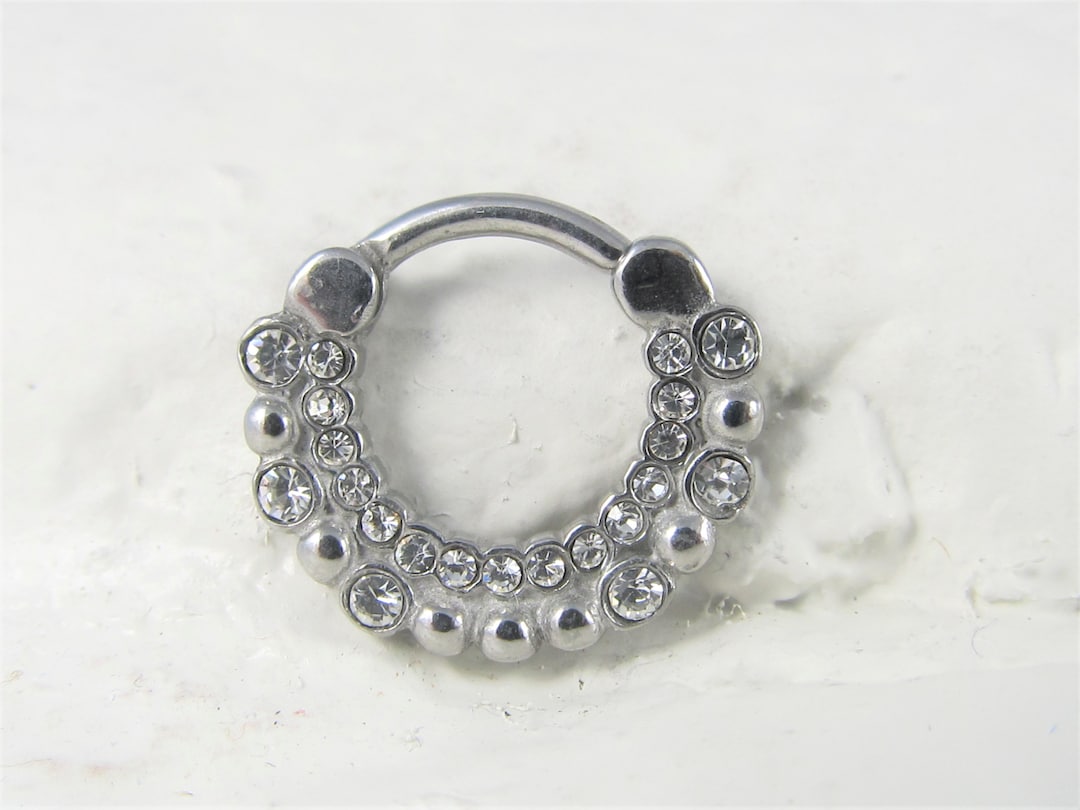 Daith Clicker,septum Surgical Steel Cz Ball Clicker Ring..16g..8mm - Etsy