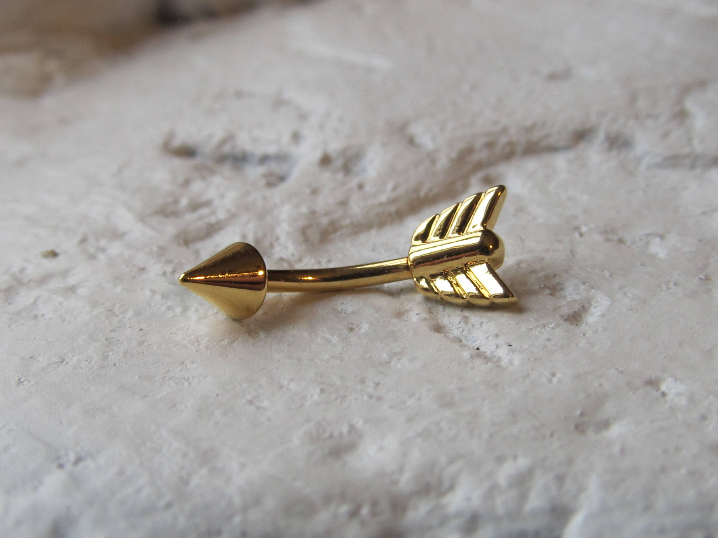 Golden Rook Piercing Arrow Curved Barbell..16g..8mm - Etsy