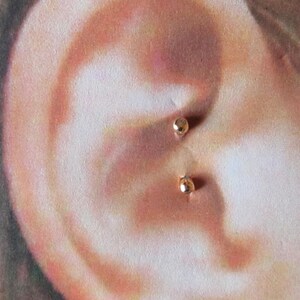 14k Rose Gold Daith Piercing Double Stone Curved Barbell..16g..8mm..2mm ...