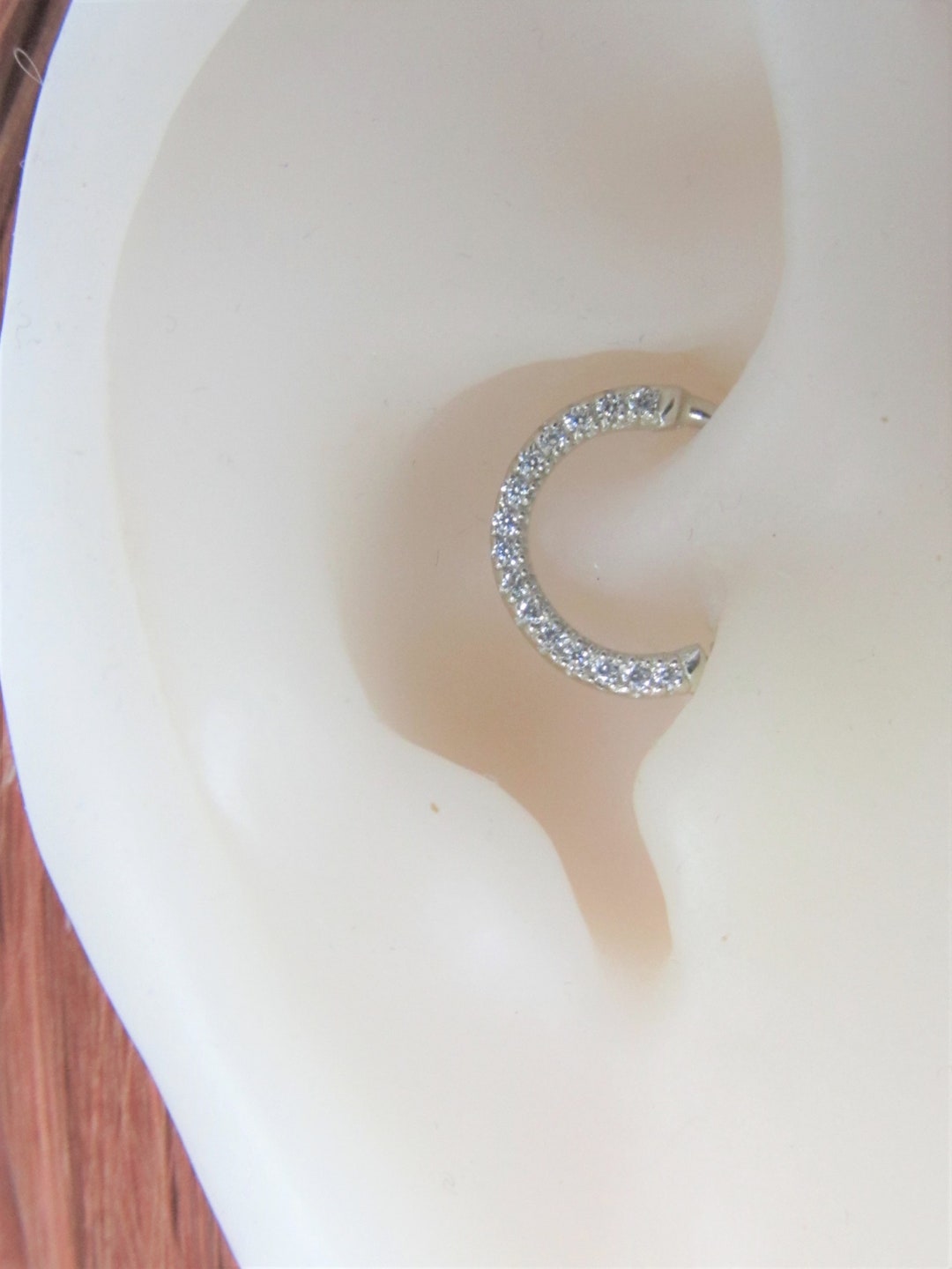 14k Solid White Gold Daith Piercing Eternity Bendable Ring..16g..8mm - Etsy