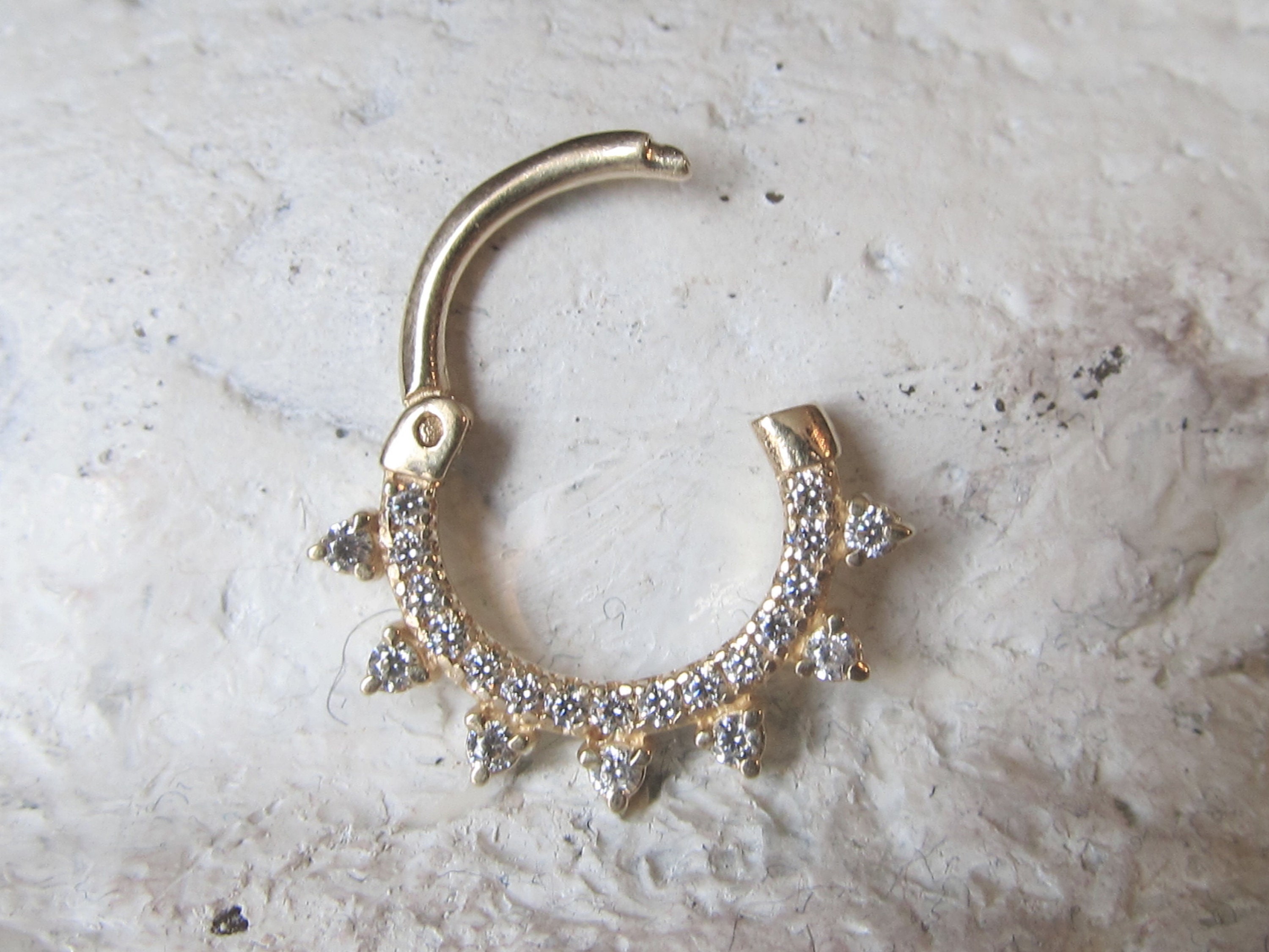 14k Solid Gold Daith Piercingseptumeternity Multistone | Etsy