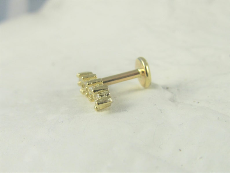 14K Forward Helix 5cz Push Pin Labret..16g..6mm..solid Gold | Etsy
