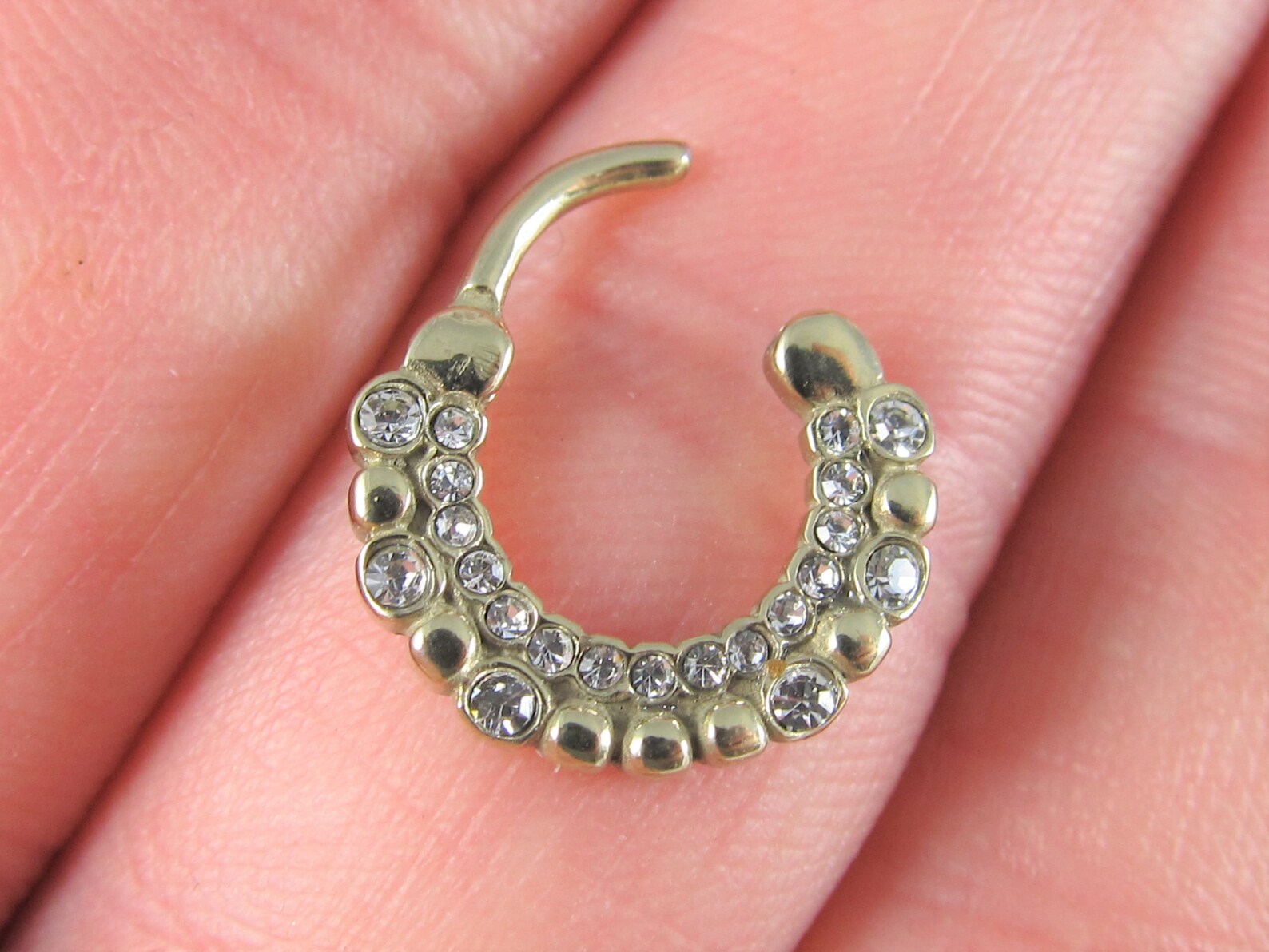 Light Gold Daith Clicker,septum Clicker,surgical Steel Multiball Cz ...