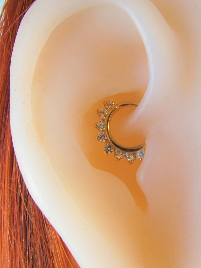 14k Solid Rose Gold Daith Piercing Bendable Cz Ring..16g..8mm | Etsy