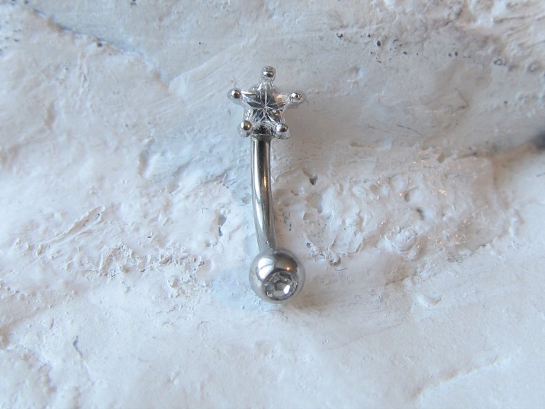 Star Cz Rook Piercing Double Jeweled Curved Barbell..16g..8mm | Etsy